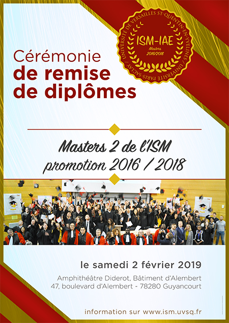 Cérémonie de remise de diplômes des masters 2 de l'ISM-UVSQ, promotion ...