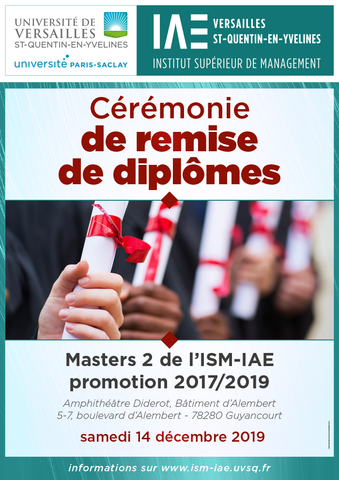 Cérémonie de remise de diplômes des masters 2 de l'ISM-IAE, promotion ...